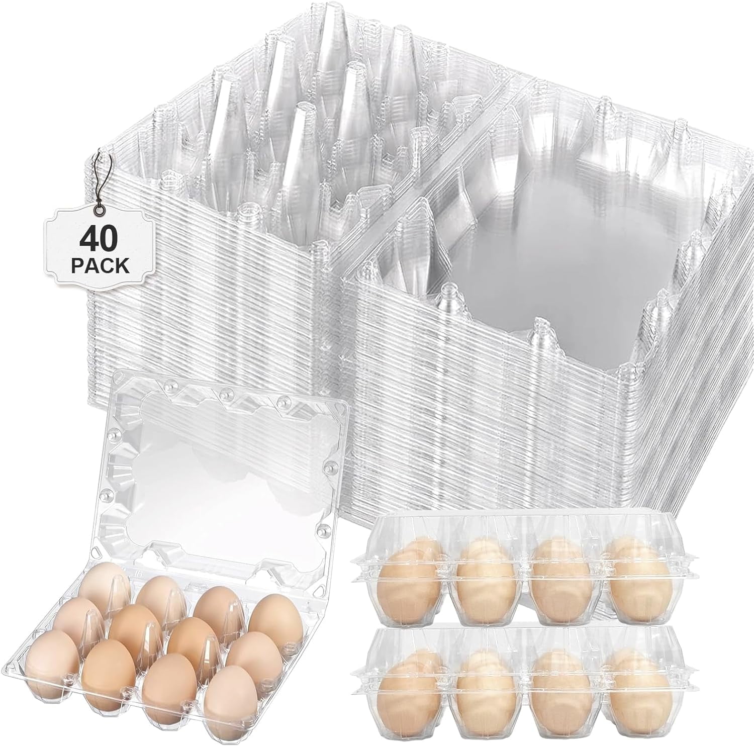 40 Pack Egg Cartons 12 Count - Egg Cartons Cheap Bulk Large - 1 Dozen ...