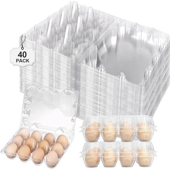 YSTDHL, 40 Pack Egg Cartons 12 Count, Large 3x4 Grid Transparent ...