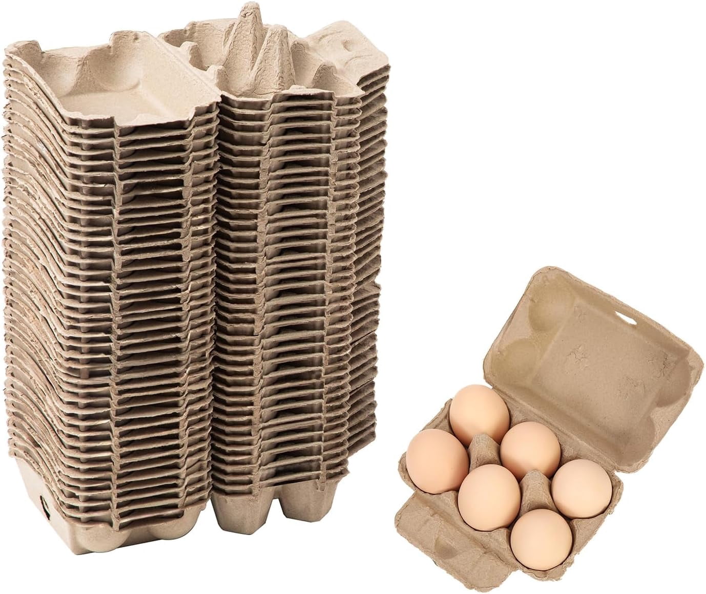 40 Pack Egg Cartons Bulk, 2x3 Style Reusable Empty Natural Paper Pulp ...