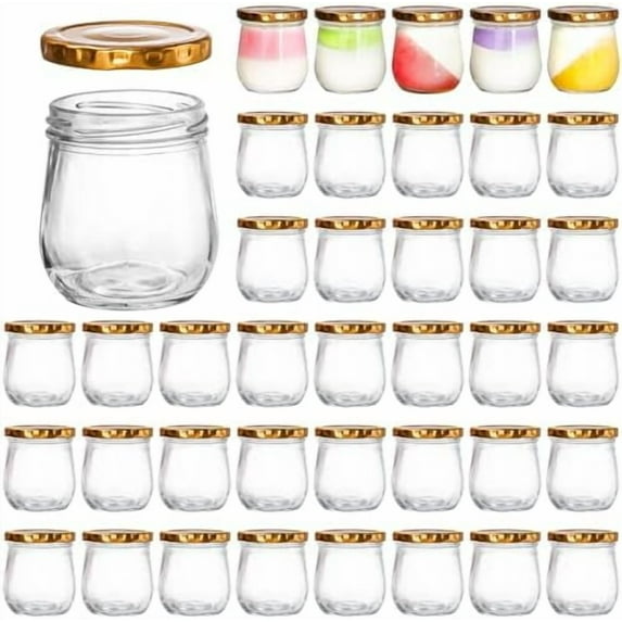 40 Pack Glass Mason Jars, 6 Oz Small Jam Canning Jars with Airtight ...