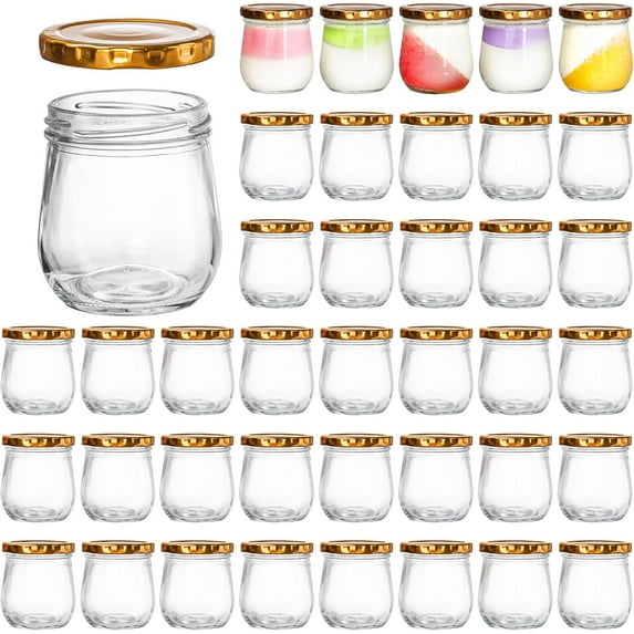 40 Pack Glass Mason Jars, 6 Oz Small Jam Canning Jars with Airtight ...