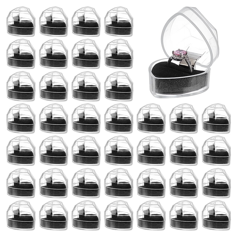 40 Pack Heart Clear Ring Boxes Heart Shape Jewelry Storage Box Ring ...
