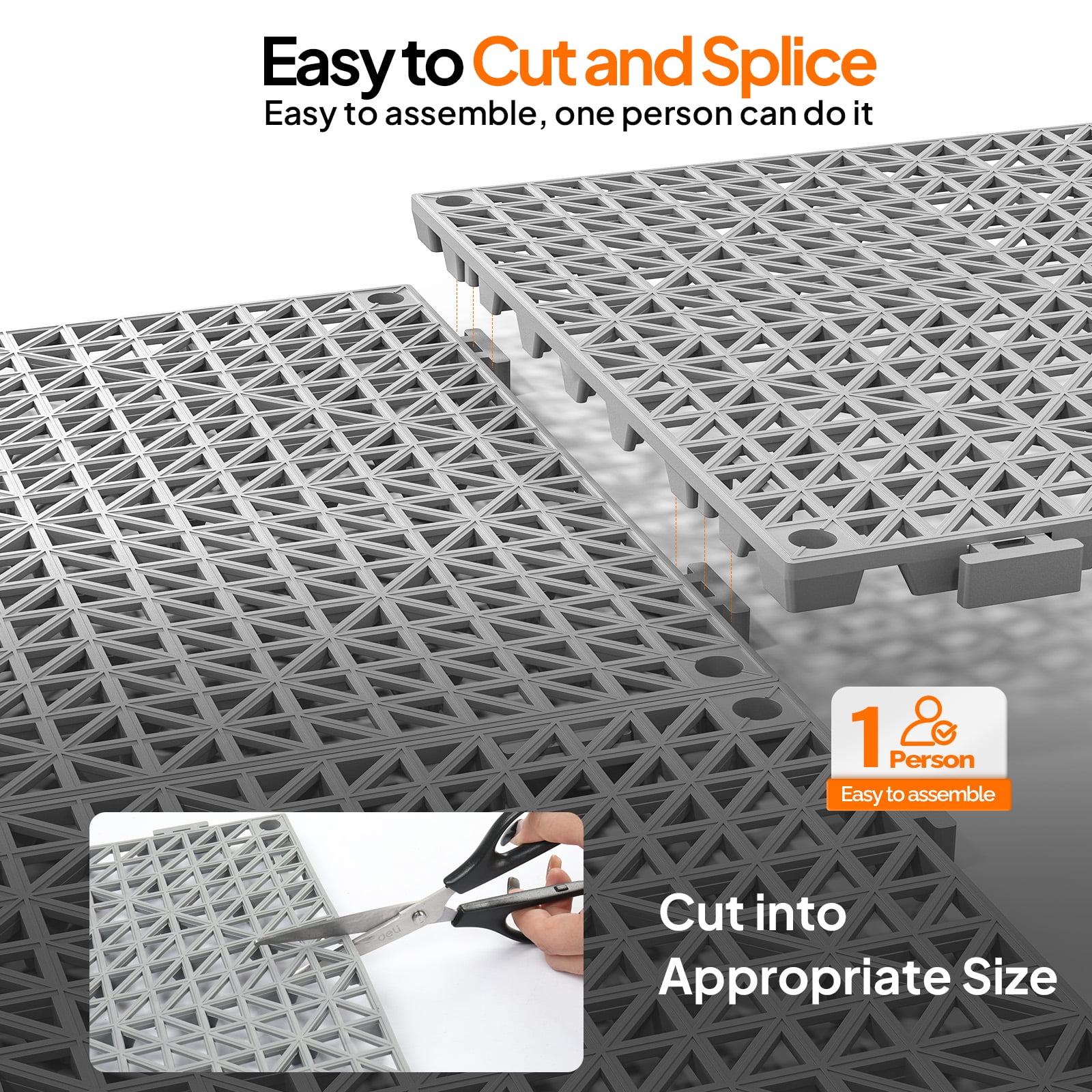 40-Pack Interlocking Drain Mat Tiles - 12"x12" Soft PVC Locking Floor ...