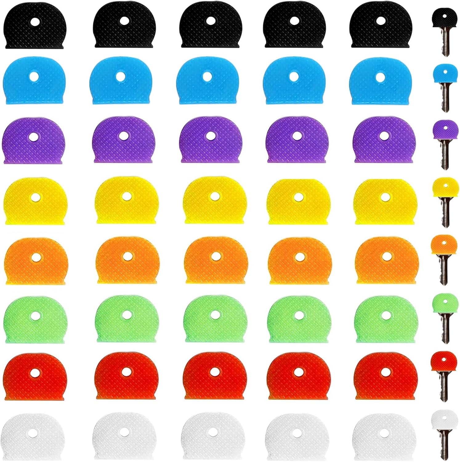 40 Pack Key Caps Covers Tags Set Plastic Keys Color Identifiers Labels ...