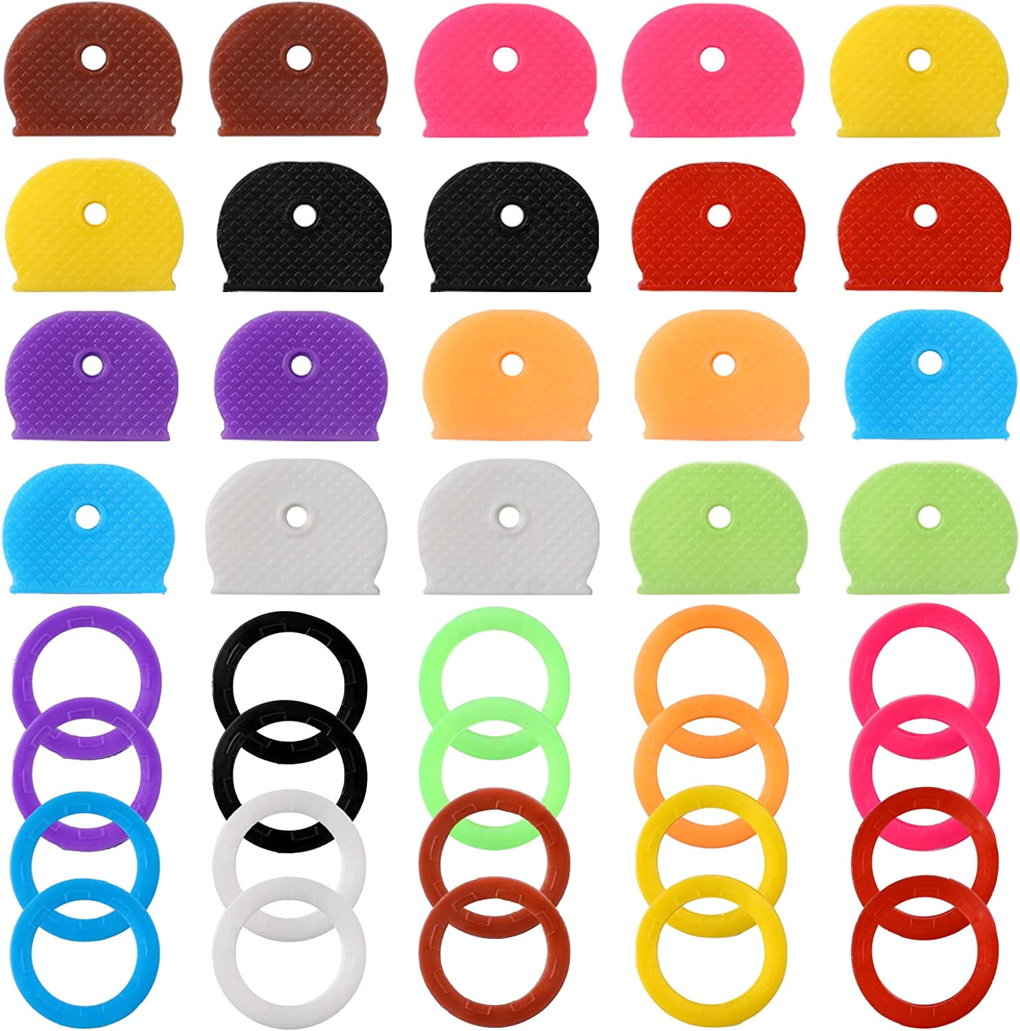 40 Pack Key Covers Caps Plastic Key Identifier Tags Coding Rings ...