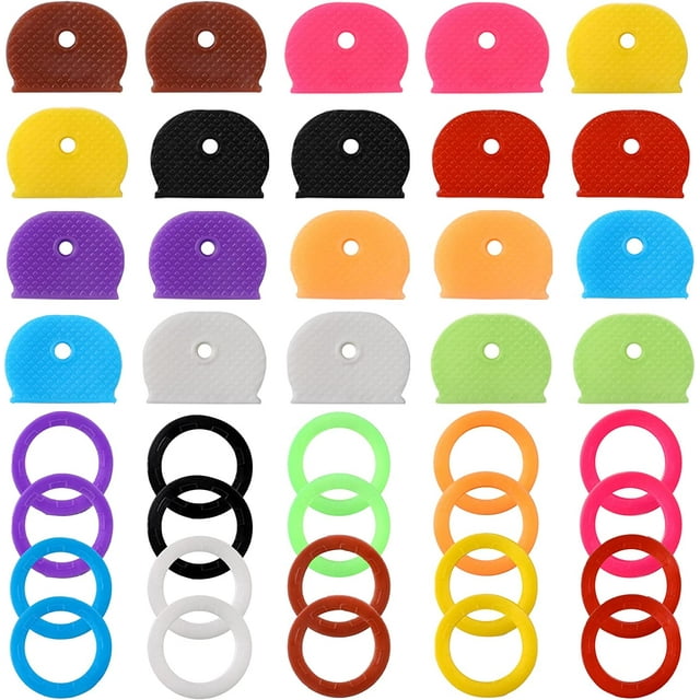 40 Pack Key Covers Caps Plastic Key Identifier Tags Coding Rings ...