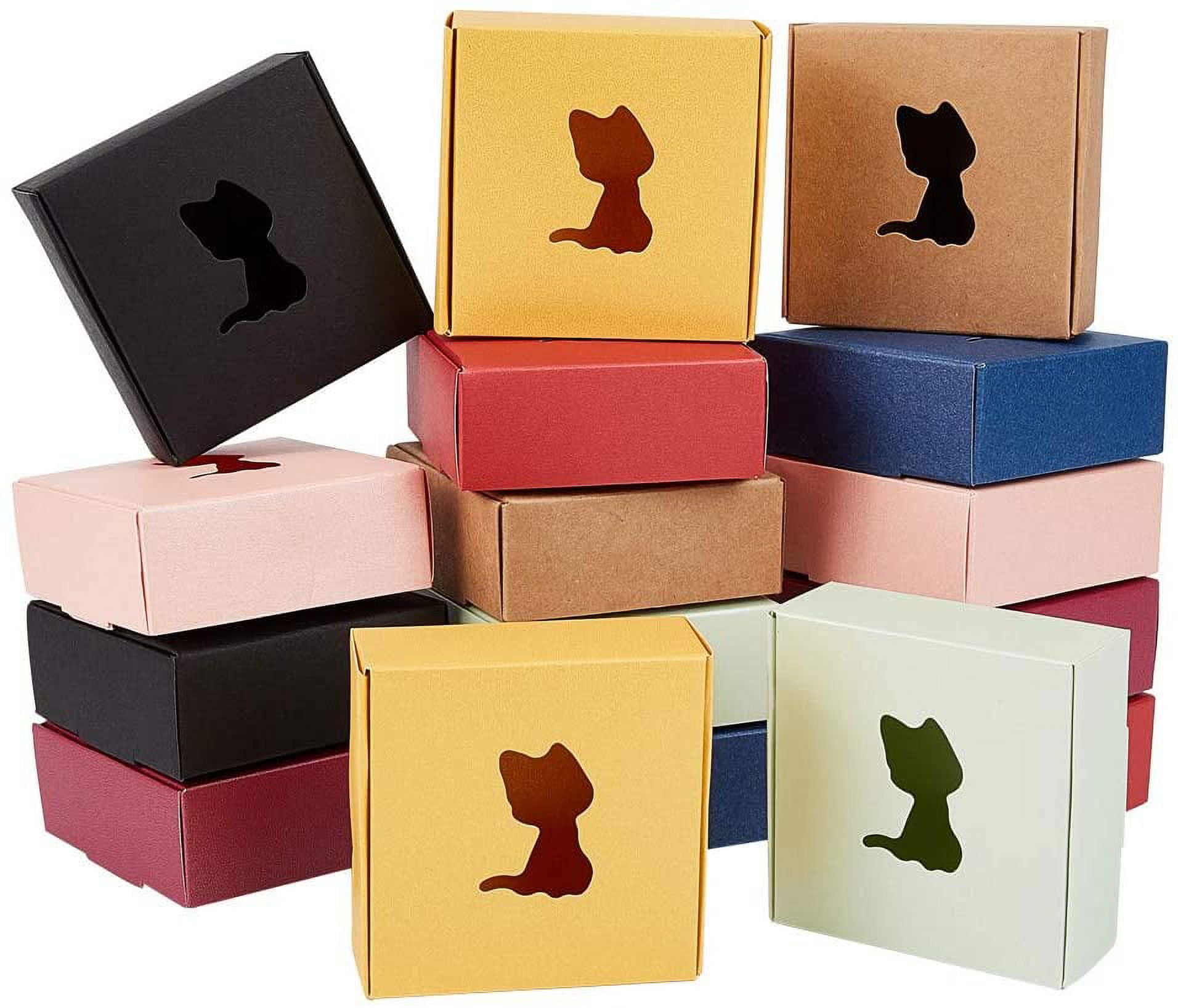 40 Pack Kraft Paper Box with Window 8 Color Cardboard Paper Gift Box ...
