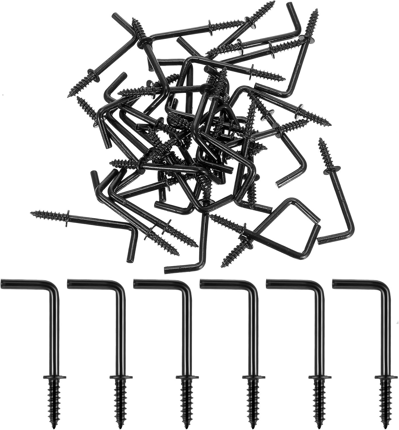 40 Pack L Hooks 1 Inch Small Black Wall Hook Vintage L Shape Screw in ...
