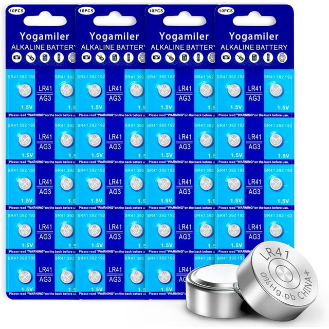 40-Pack LR41 AG3 392 192 SR41 384 736 L736F Battery 1.5V Button Cell Batteries - Walmart.com