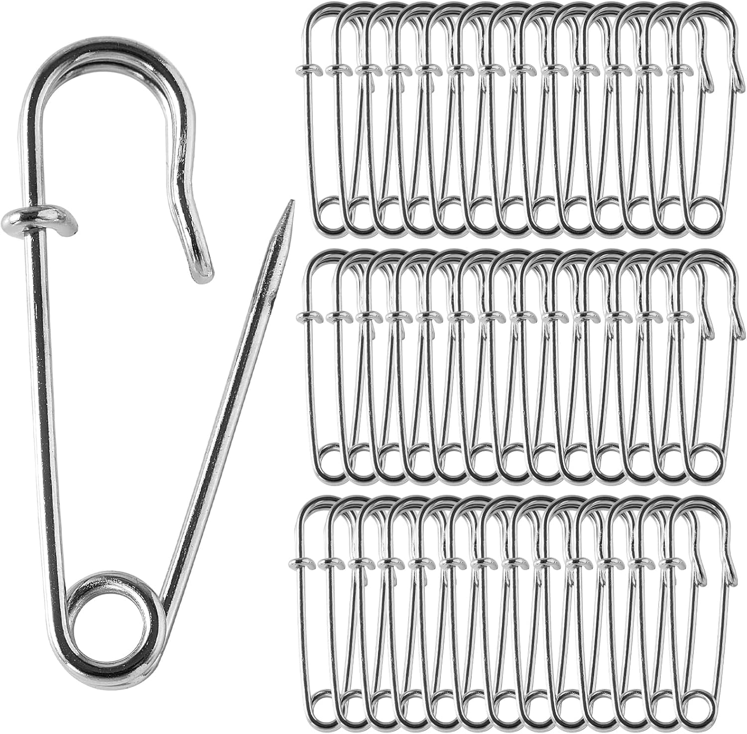 40 Pack Large Safety Pins, 1.8" Heavy Duty Blanket Pins for All Kinds of Handicrafts, Clothing ...