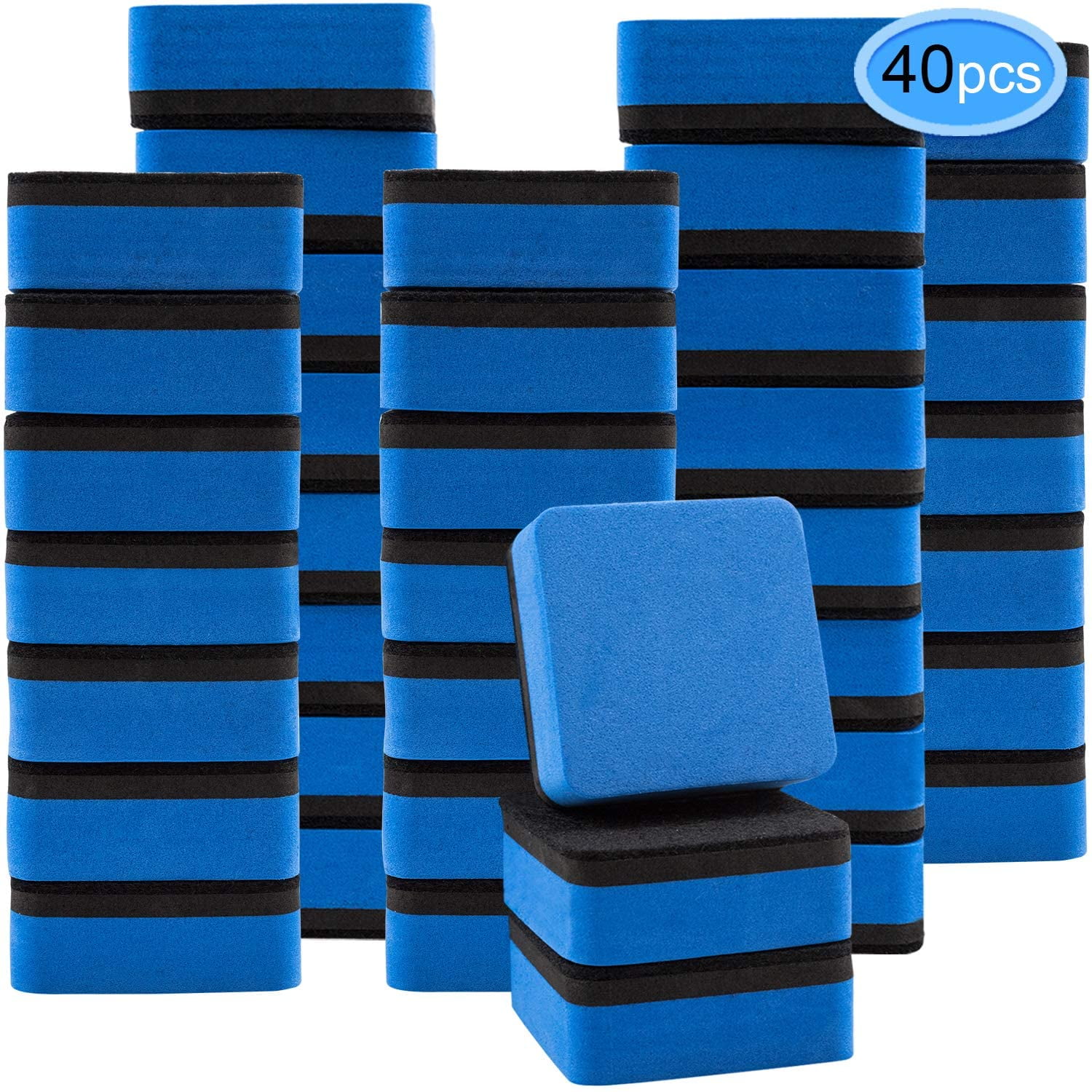 40 Pack Magnetic Whiteboard Dry Eraser Rectangle Chalkboard Cleansers ...