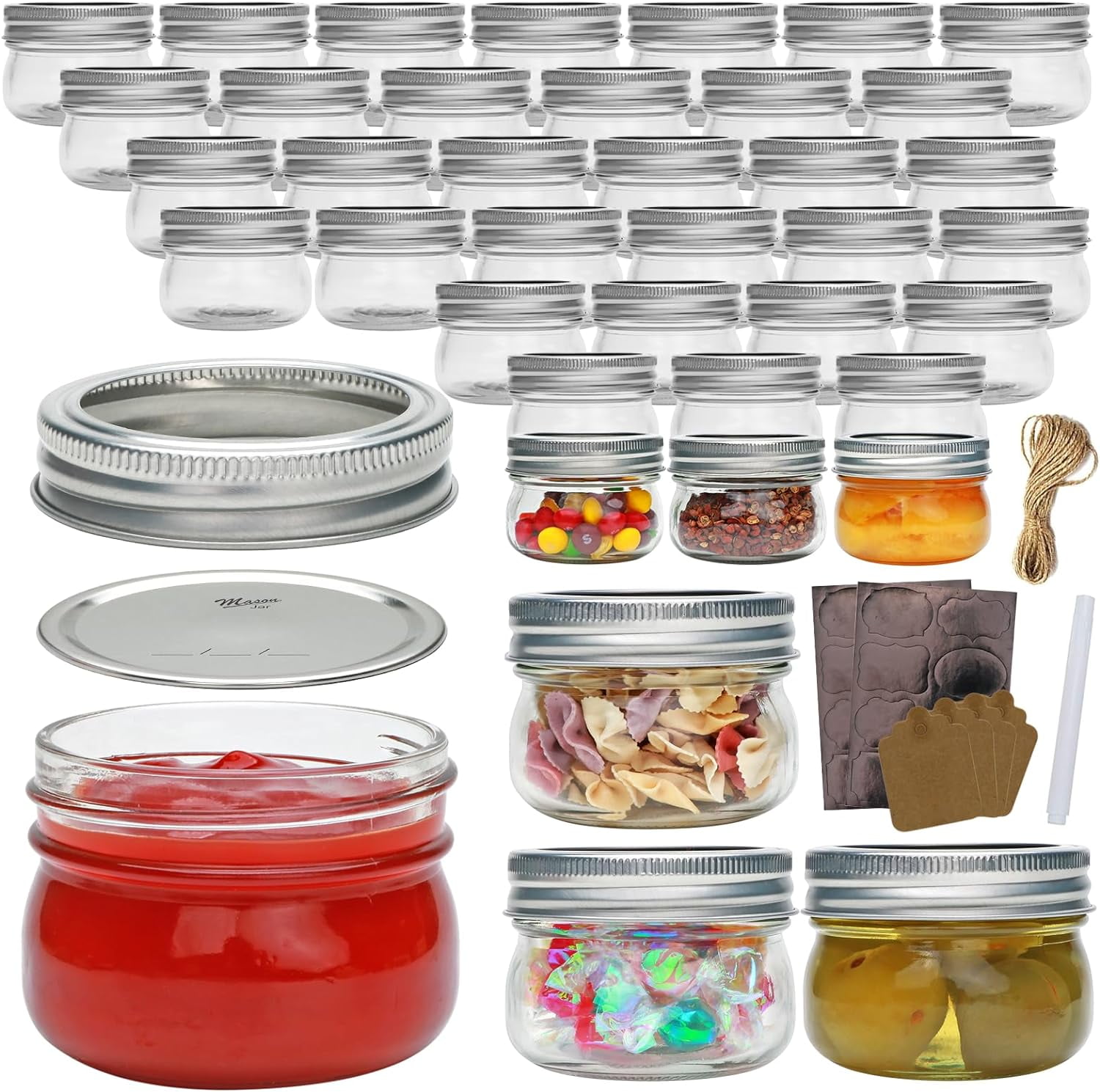40 Pack Mason Jars, 4 oz Food Storage Jars with Split-Type Metal lids ...