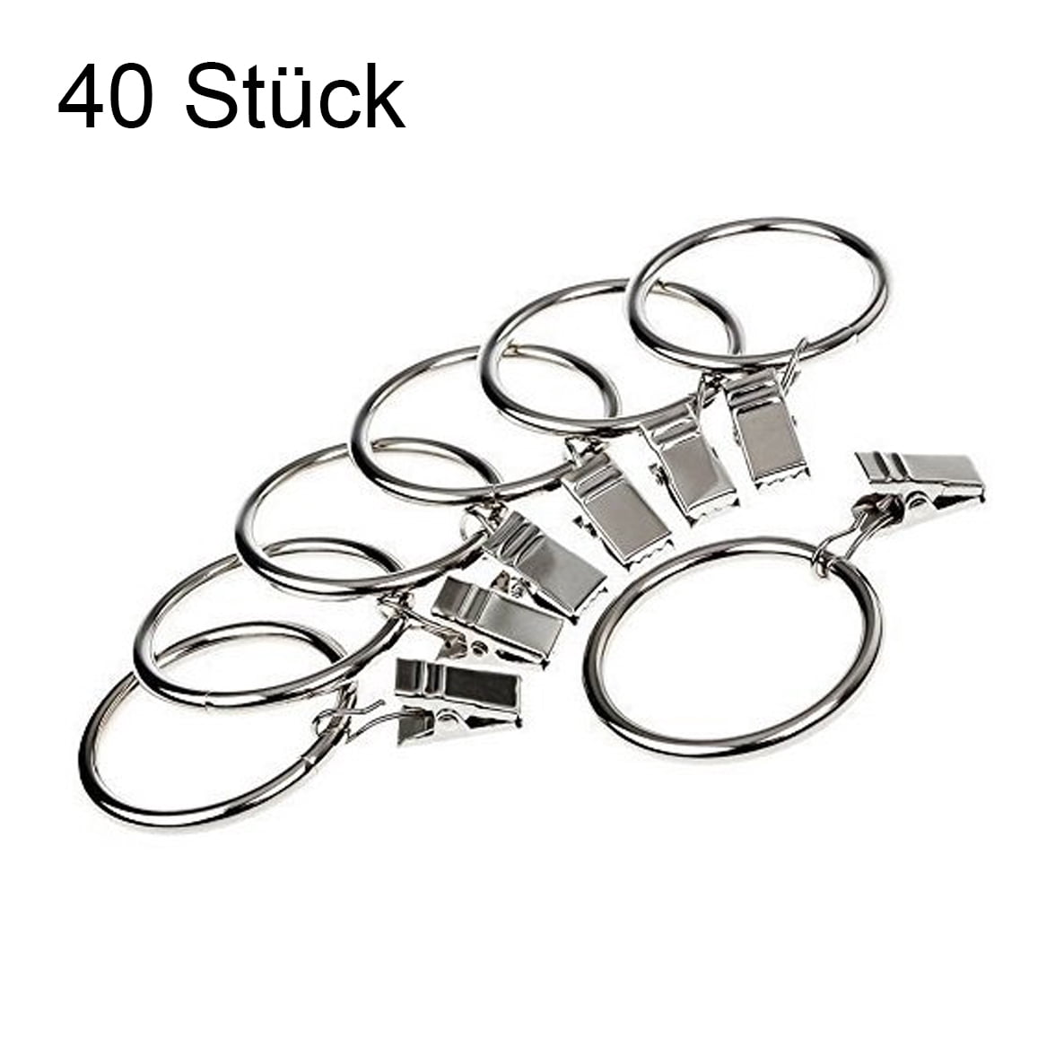 40 Pack Metal Curtain Clip Rings Curtain Rings With Clip Drapery ...