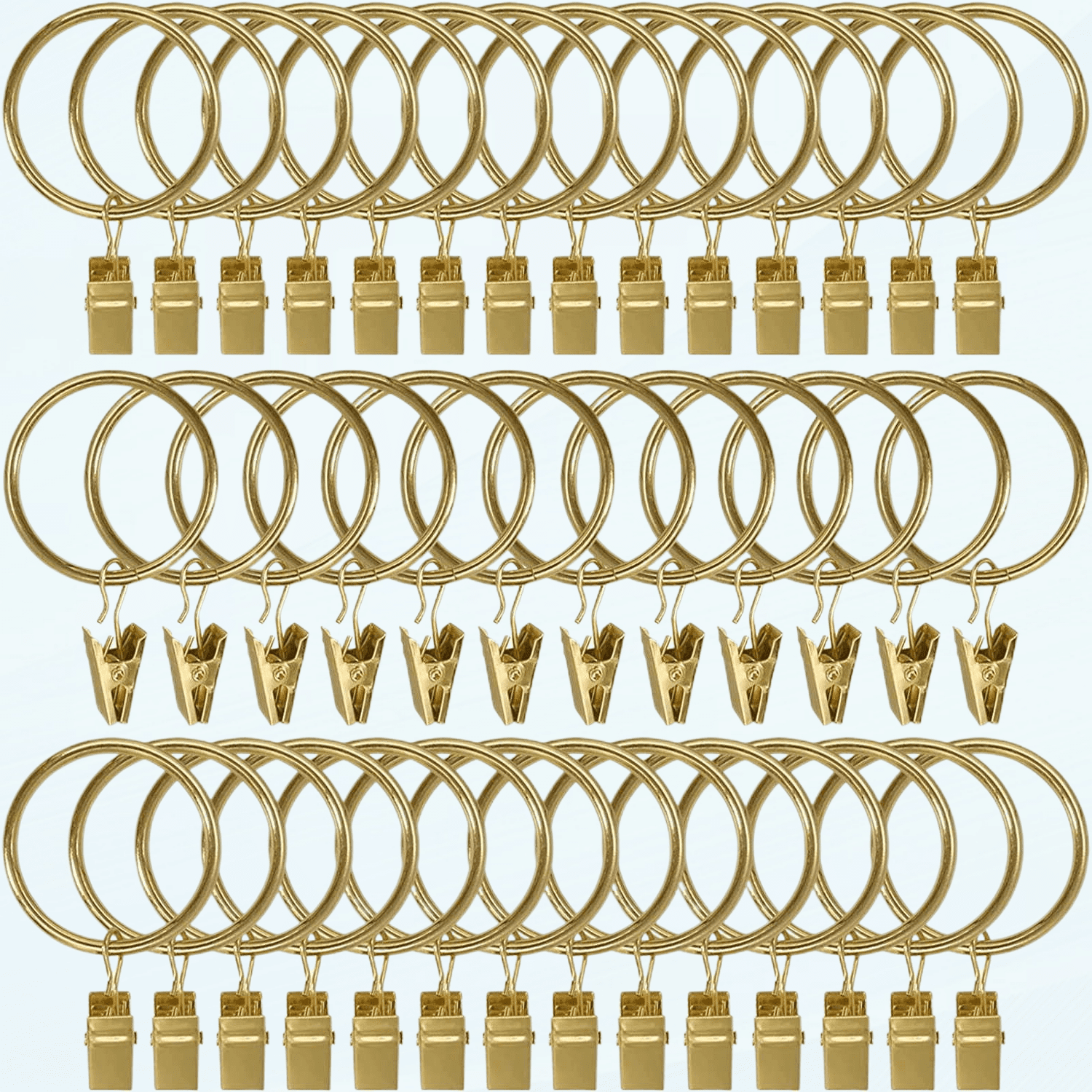 40 Pack Metal Curtain Rings with Clips, Drapery Clips Hooks, Decorative ...