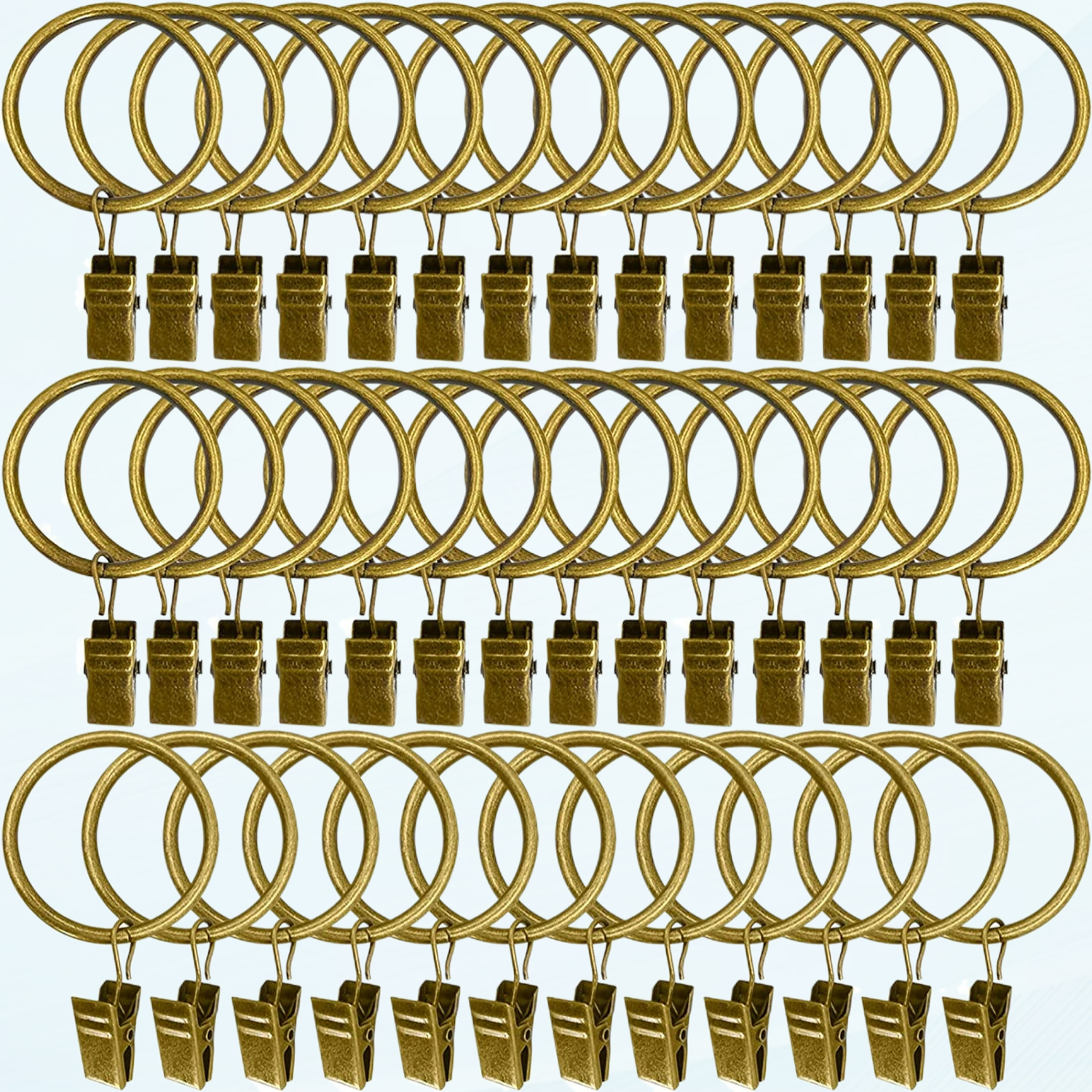 40 Pack Metal Curtain Rings with Clips, Drapery Clips with Rings ...