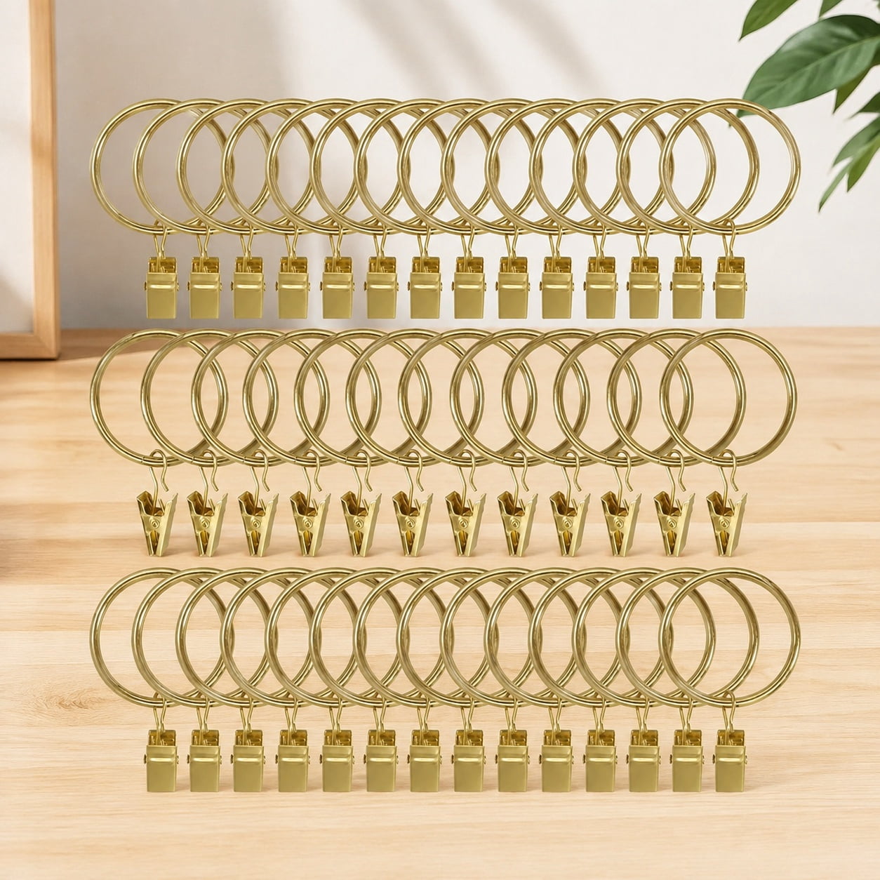 40 Pack Metal Curtain Rings with Clips and Drapery Hooks, Decorative ...