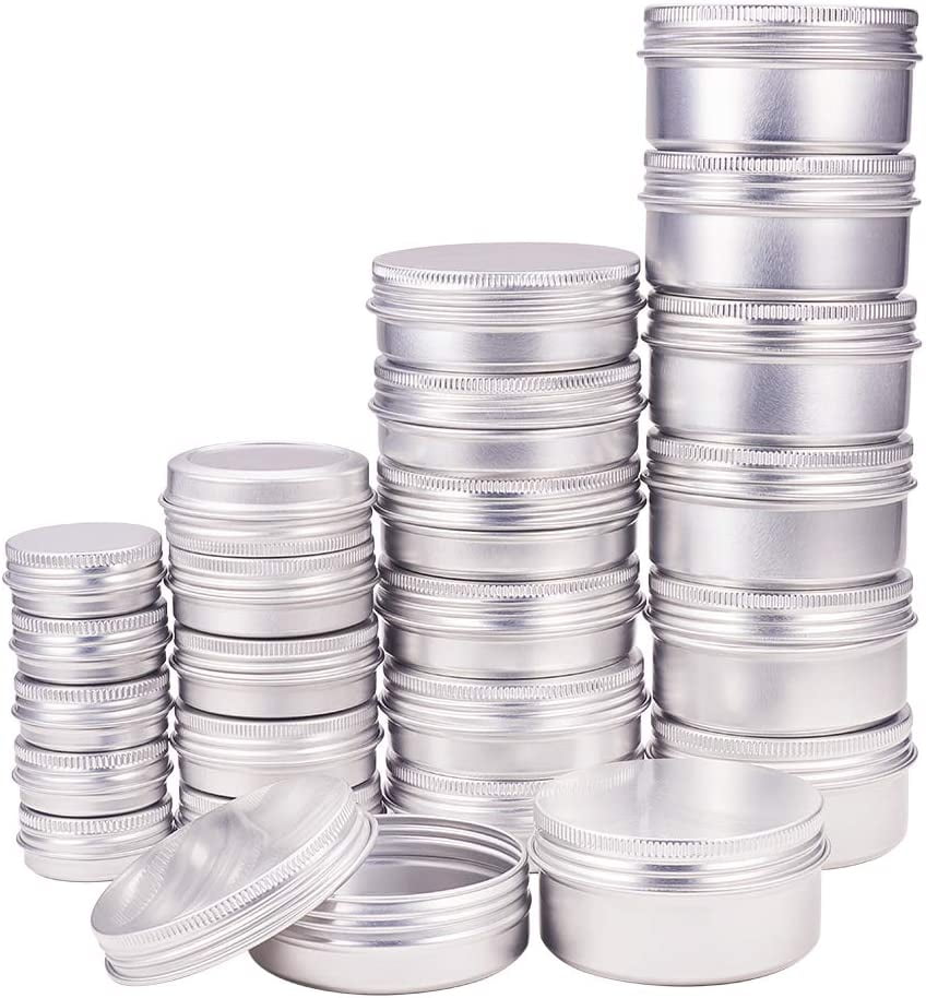 40 Pack Mixed Size Tin Cans Screw Top Round Aluminum Cans Screw Lid ...