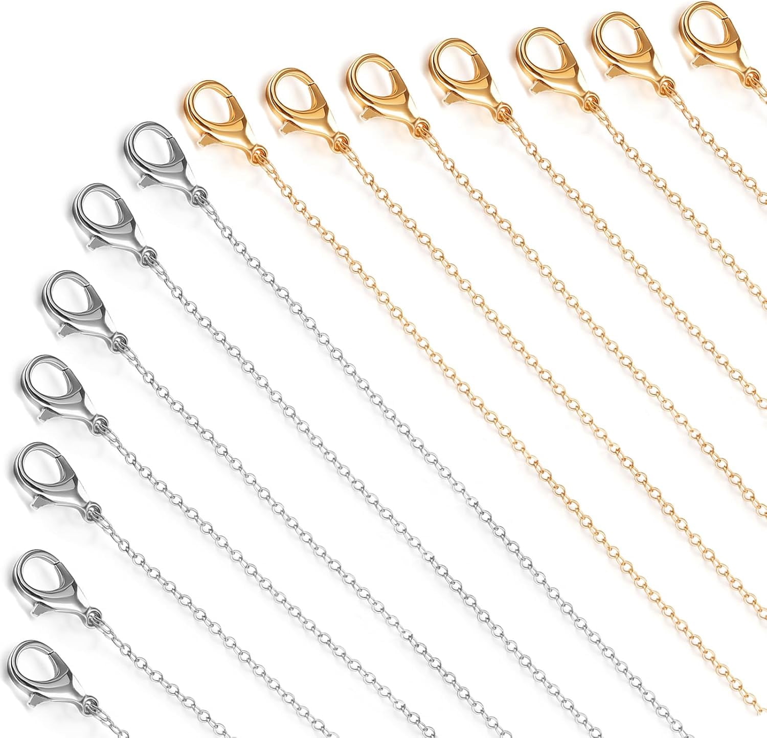 40 Pack Necklace Chains Bulk Gold and Silver Plated DIY Cable Link ...