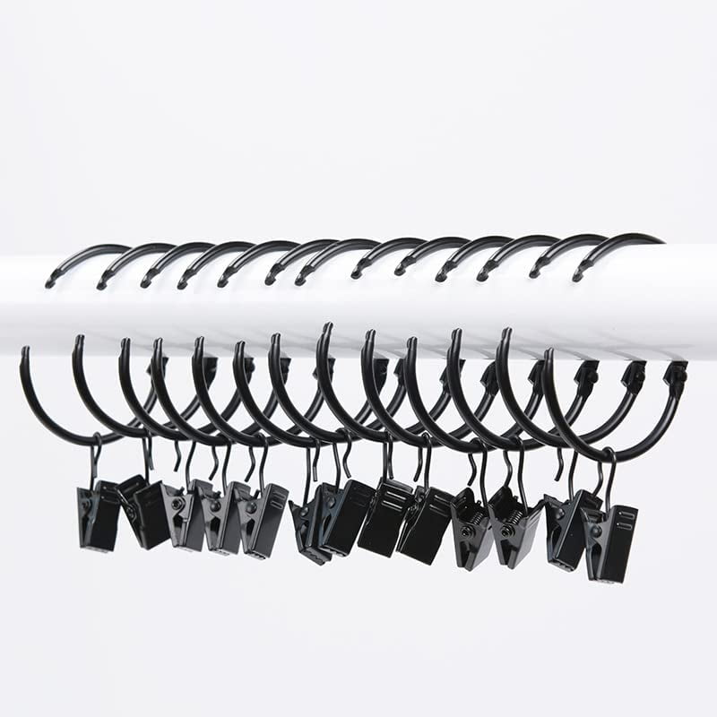 40 Pack Openable Metal Curtain Rings with Clips for Curtains Metal ...