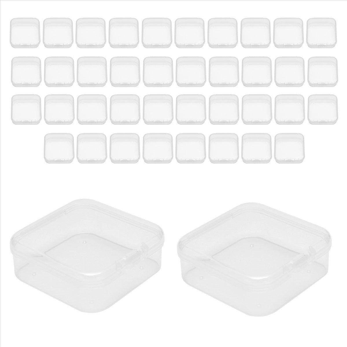 40 Pack Pack Clear Plastic Beads Storage Containers Box with Hinged Lid ...