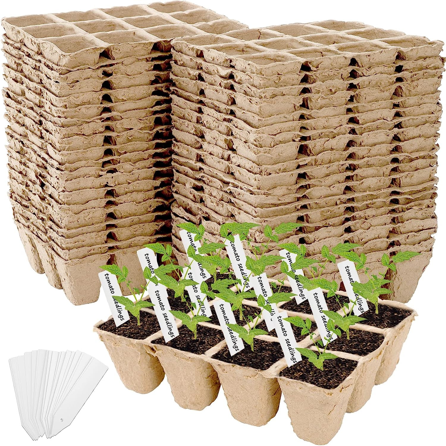 40 Pack Peat Pots Seed Starter Trays, 480 Cells Germination Seedling ...