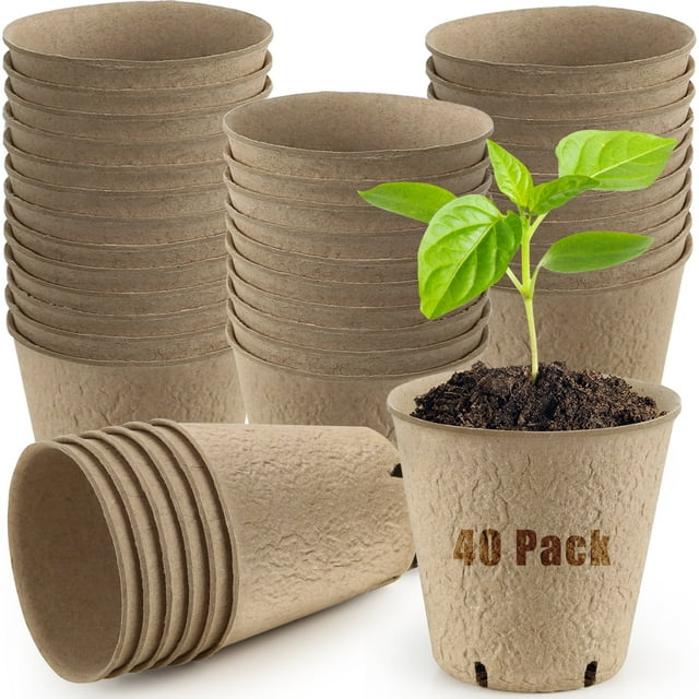 Bulk 3.15 inch Biodegradable Peat Pots for Seedlings, 40 Pack Garden ...