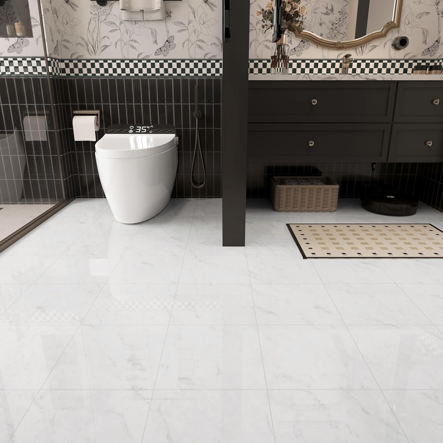 40-Pack Peel and Stick Floor Tiles Vinyl Floor 12 x 12 inch Self ...