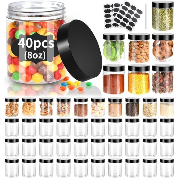 40 Pack Plastic Jars with Lids, 8 oz Clear Slime Cosmetics Containers ...