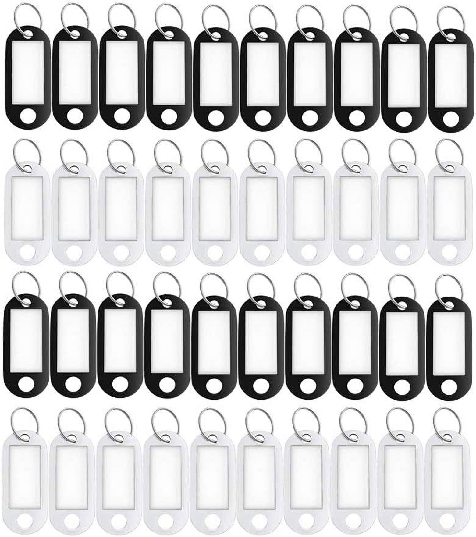 40 Pack Plastic Keyring, Key Tags with Label Window & Split Ring, Black ...