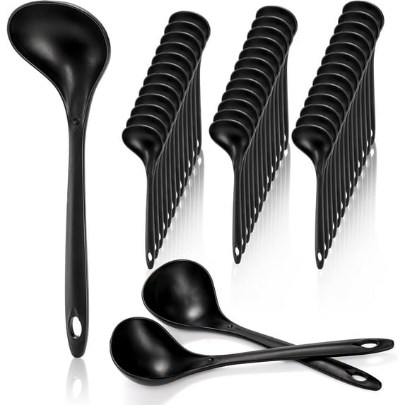 40 Pack Plastic Ladle Spoons, 9 Inch Disposable Large Serving Spoons ...