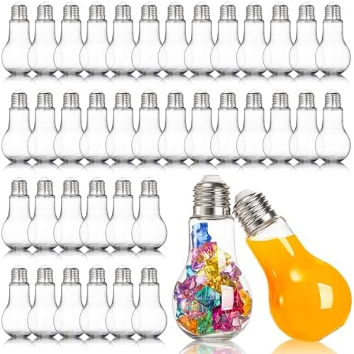 40 Pack Plastic Light Bulbs, 100ml/3.4 Oz Clear Fillable Ornaments ...
