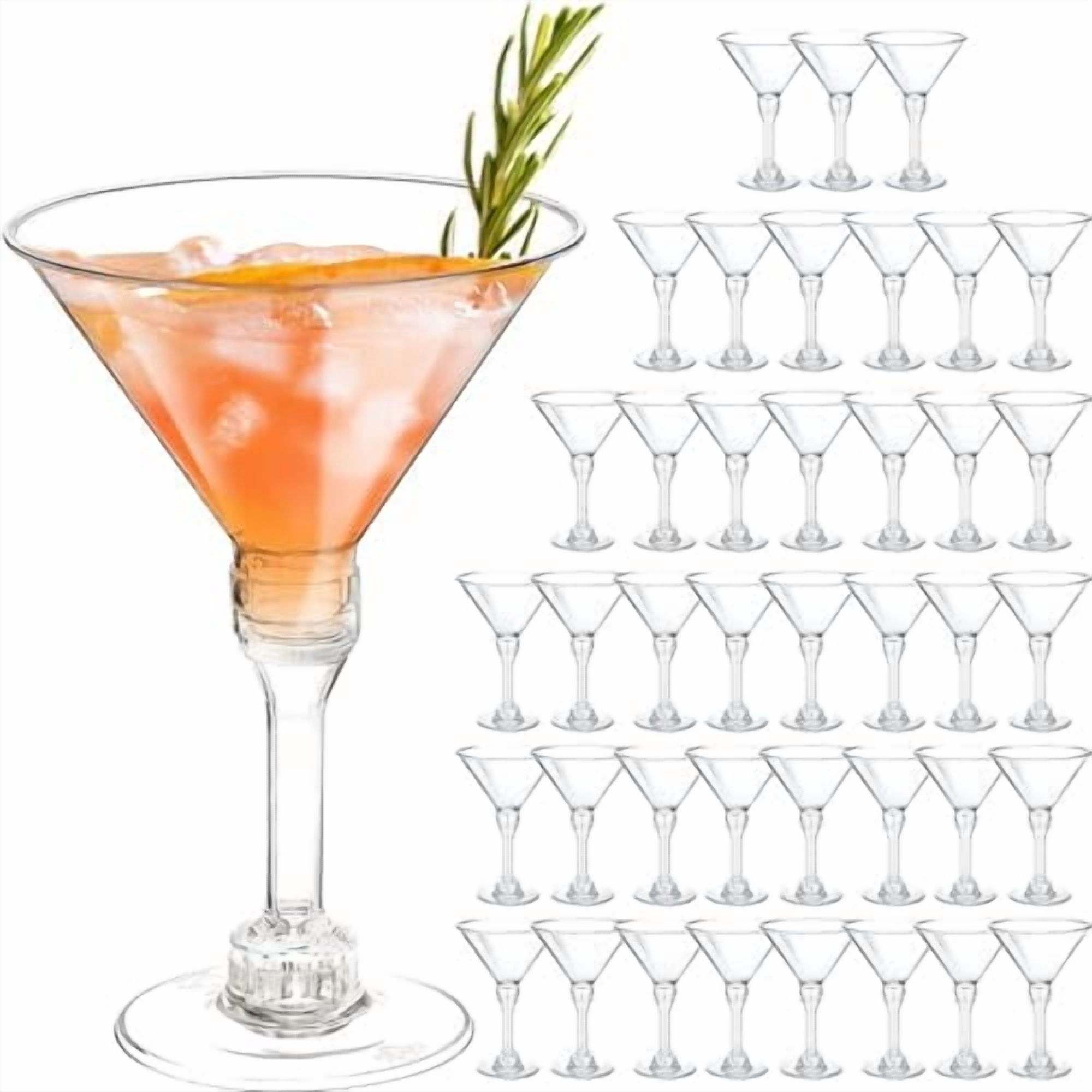 40 Pack Plastic Martini Glass 5 oz Disposable Cocktail Glass, Tall Mini ...