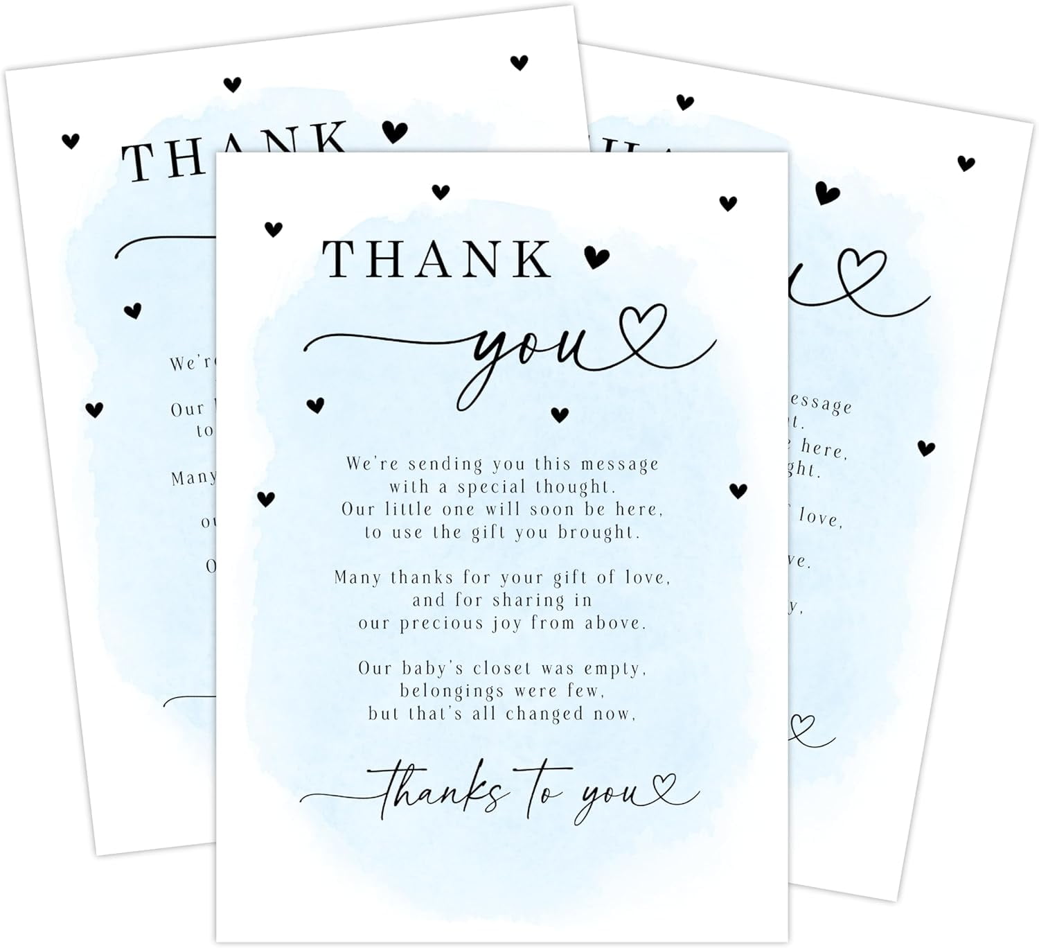 40 Pack Pre-Filled Baby Shower Thank You Cards 5x7 - with Envelopes ...
