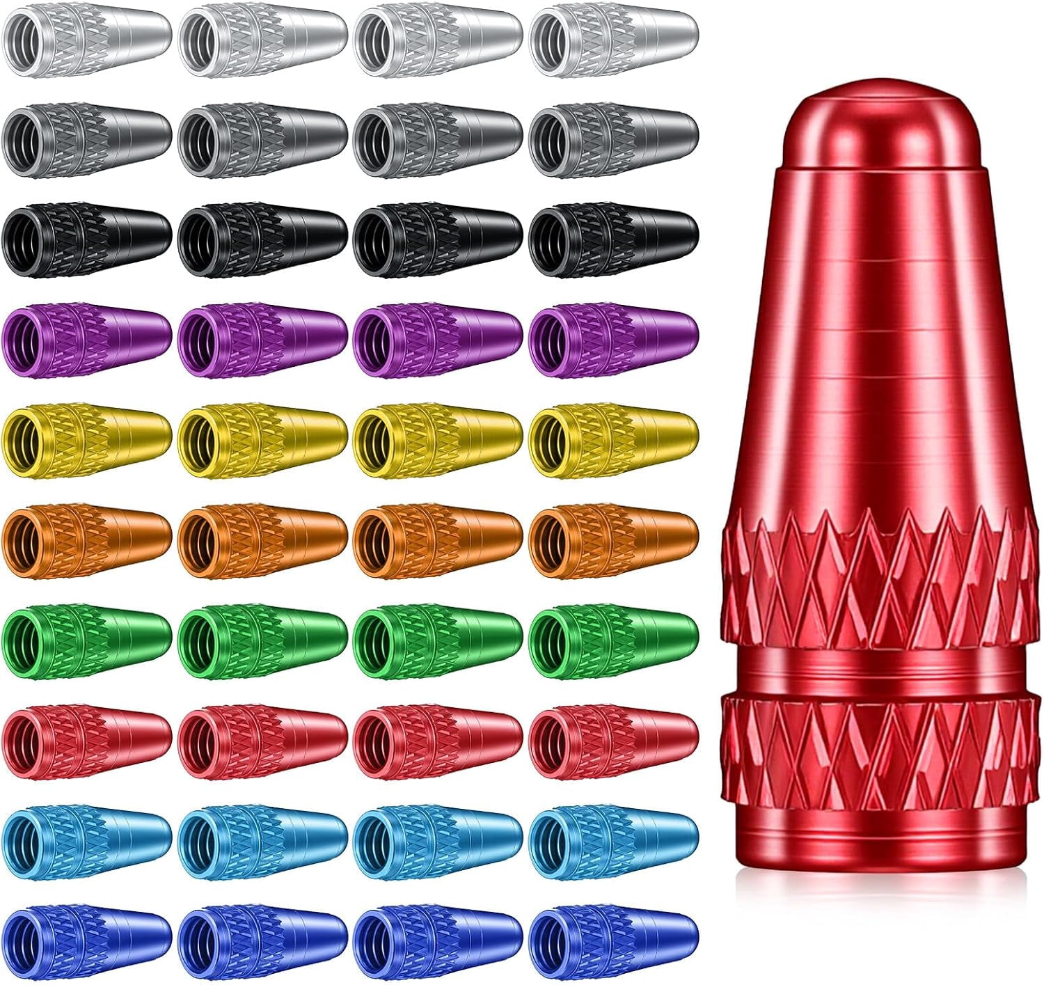 40 Pack Presta Valve Caps 10 Colors Fluorescent Aluminum Bike Tubeless ...