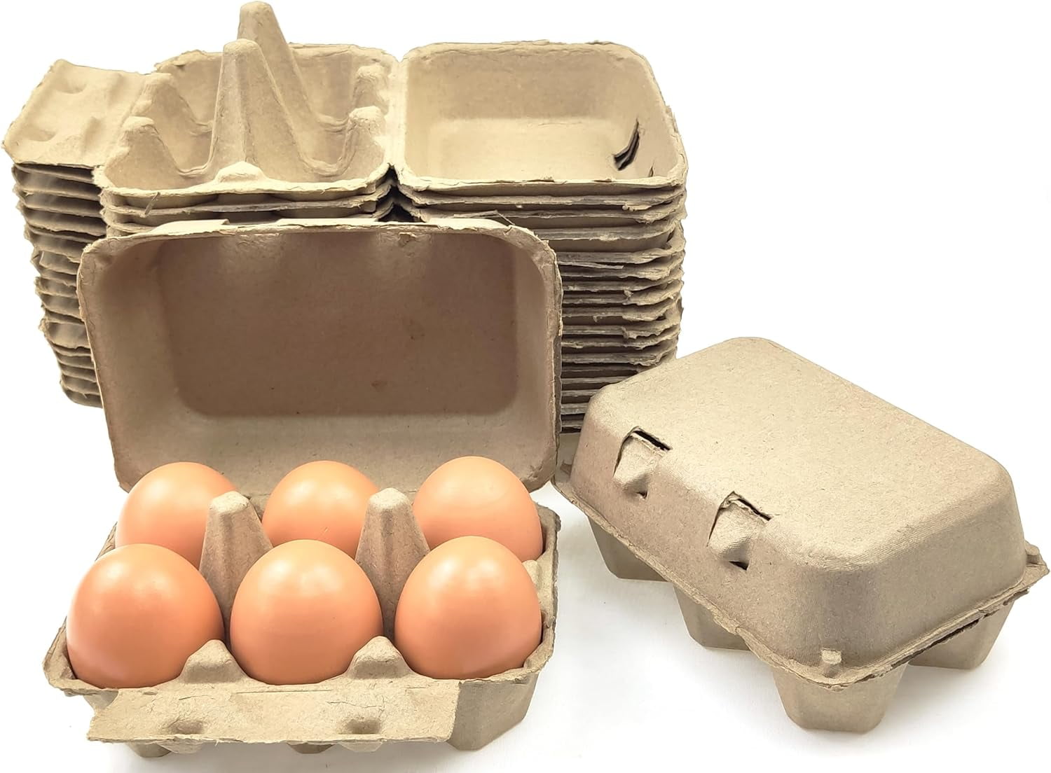 40 Pack Pulp Fiber Egg Cartons - 6 Count Tray, Solid Reusable ...