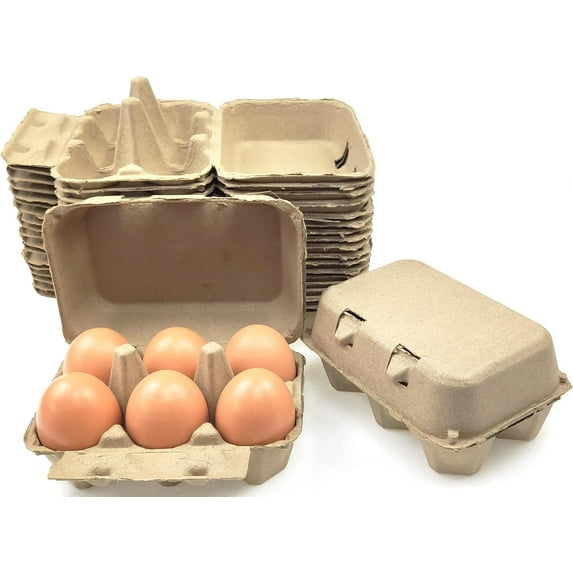 40 Pack Pulp Fiber Egg Cartons - 6 Count Tray, Solid Reusable ...