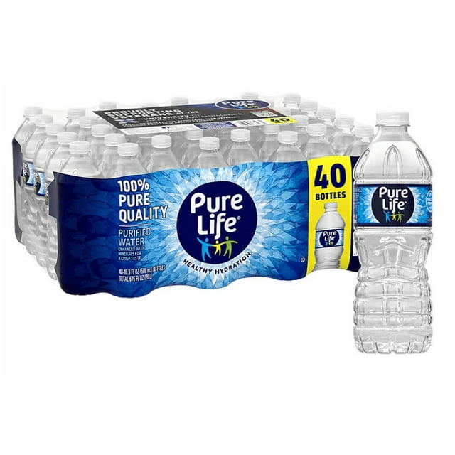 Pure Life 40 Pack Bottled Drinking Purified Water (16.9 fl. oz ...