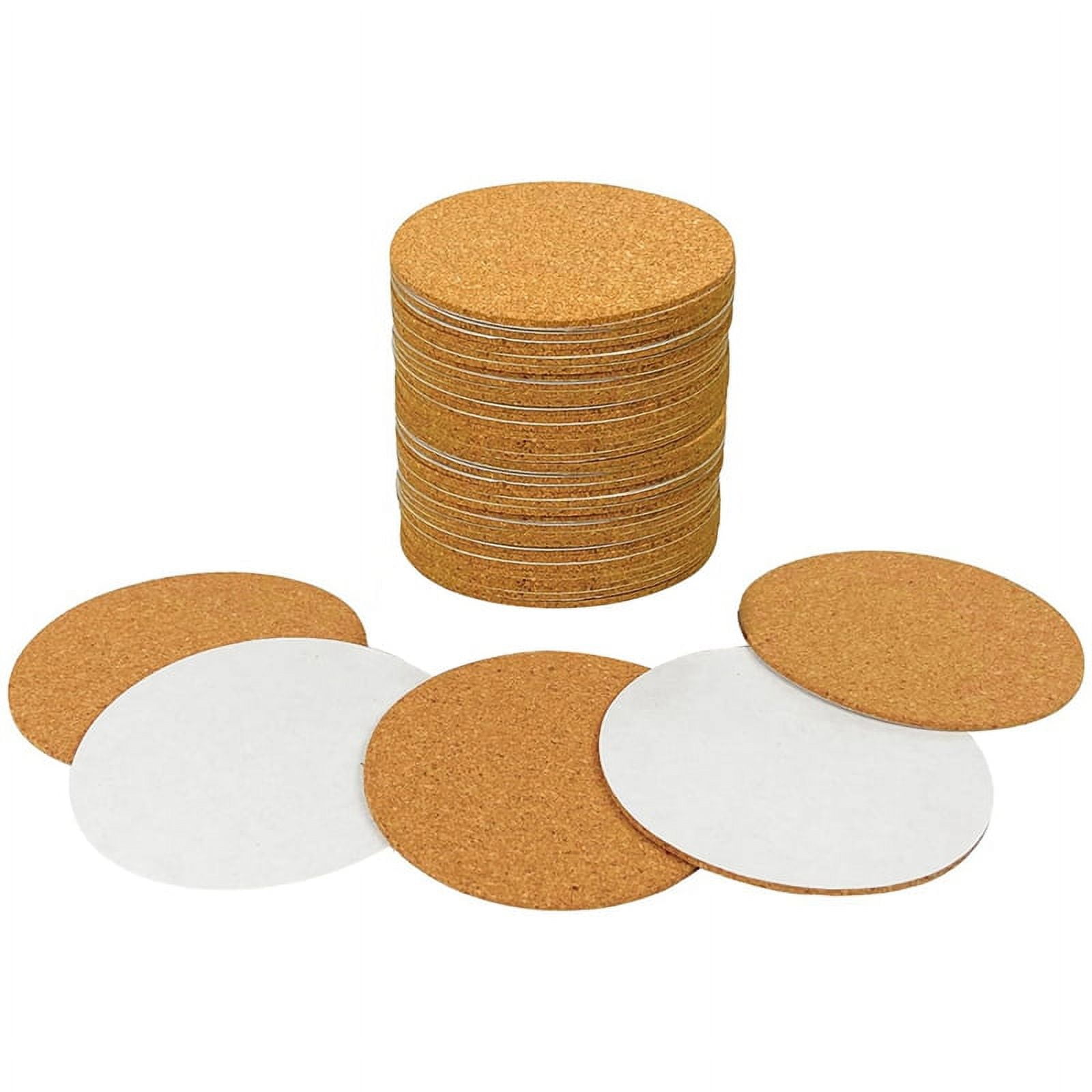 40 Pack Self-Adhesive Cork Round 3.5 Inch Backing Sheets Coasters for ...