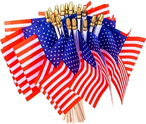 40 Pack Small Flags on Stick 4*6 Inch Flags for 4th of July Decorations ...