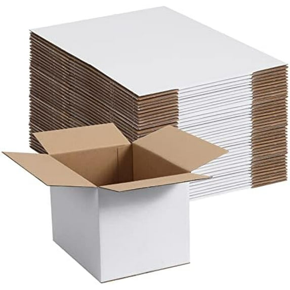 40 Pack Small Shipping Boxes 8x6x6 Inches, White Corrugated Cardboard ...