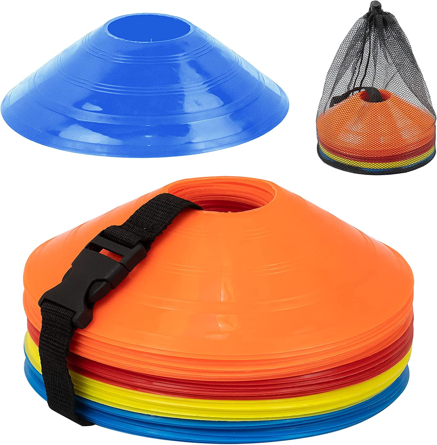 40 Pack Soccer Cones for Drills with Mesh Bag & Strap-Flexible, Heavy ...