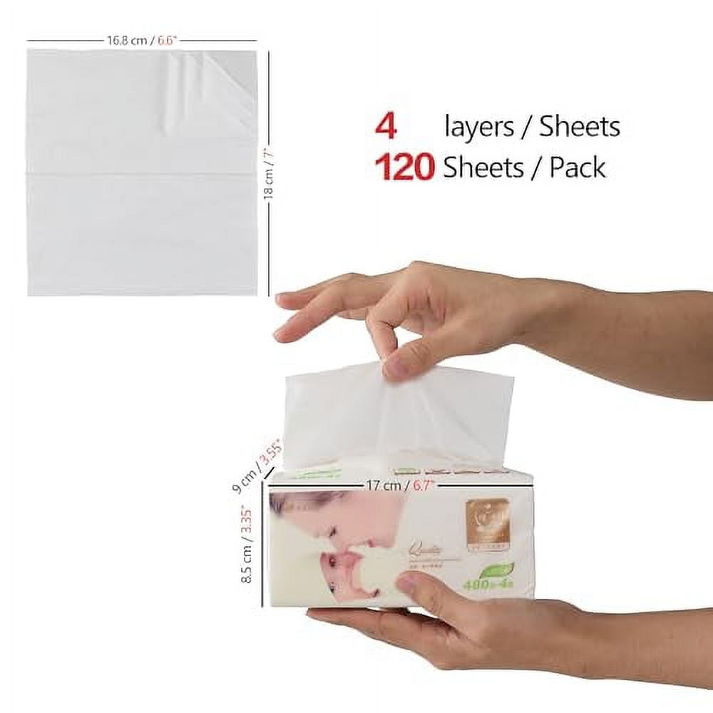 40-Pack Soft Facial Tissues, 4-ply White Facial Paper Tissue, 120 ...