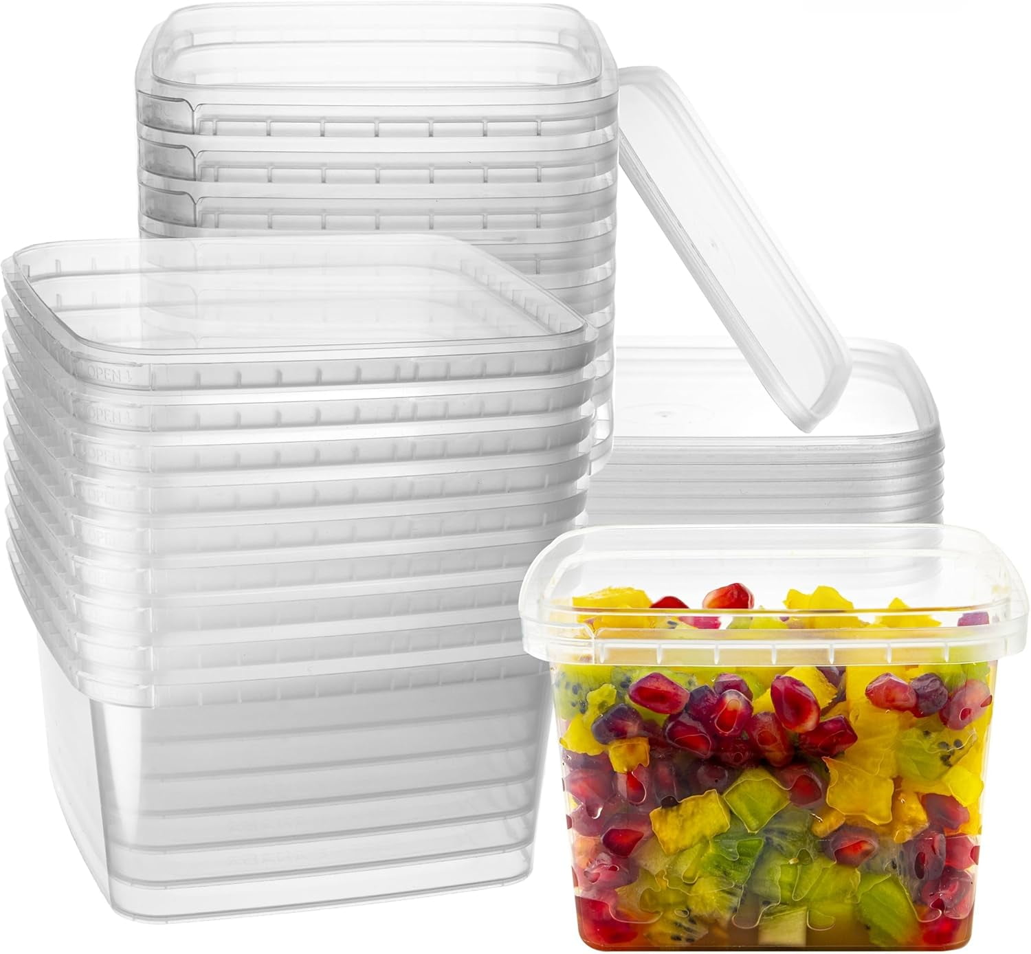 40 Pack Square Clear Deli Containers with Lids Disposable BPA Free ...