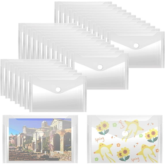 40 Pack Stamp and Die Storage Pockets, Reusable Small Plastic Envelopes ...