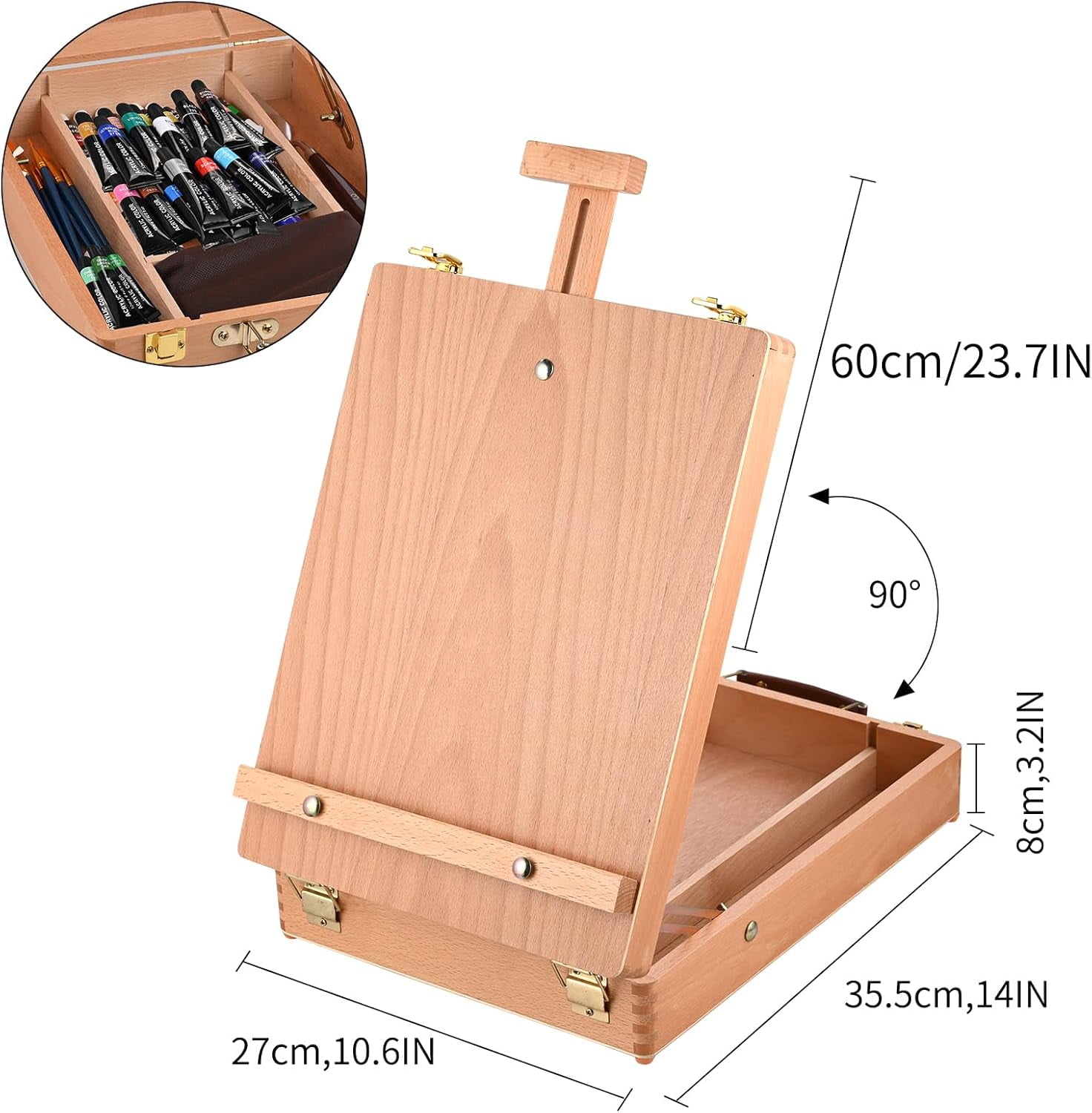 40-Pack Tabletop Easel Acrylic Paint Set - W/24 Paints, 10 Brushes ...