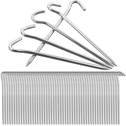 40 Pack Tent Pegs, 7 Inch Metal Tent Stakes Pegs with Hook, Garden ...