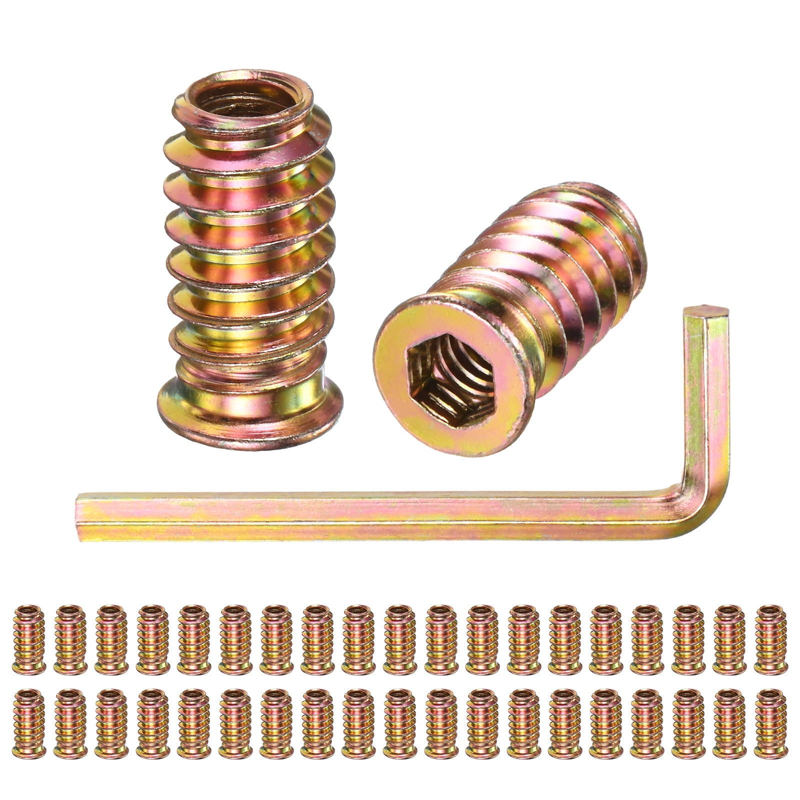 40-Pack Threaded Inserts for Wood, 1/4-20 x 20mm Hex Drive Threaded ...