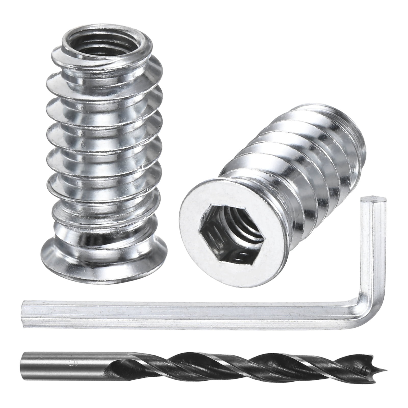 40-Pack Threaded Inserts for Wood, 1/4-20x20mm Hex Drive Threaded ...