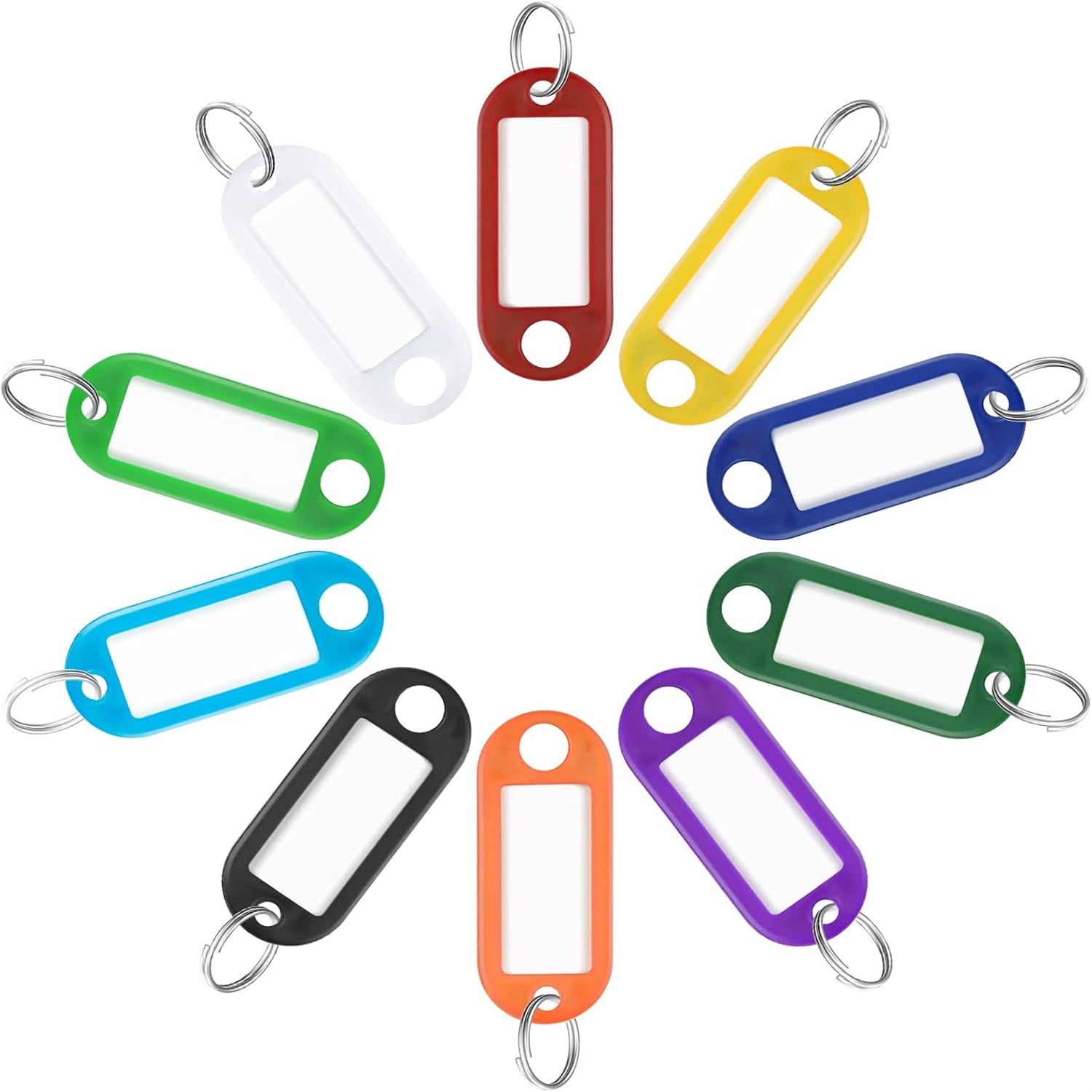 -40 Pack Tough Plastic Key Tags with Split Ring Label Window, Assorted ...