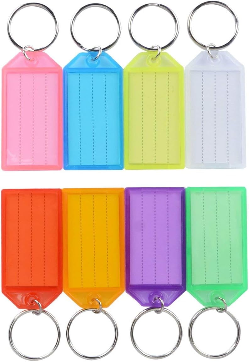 40 Pack Tough Plastic Key Tags with Split Ring Label Window in Assorted ...